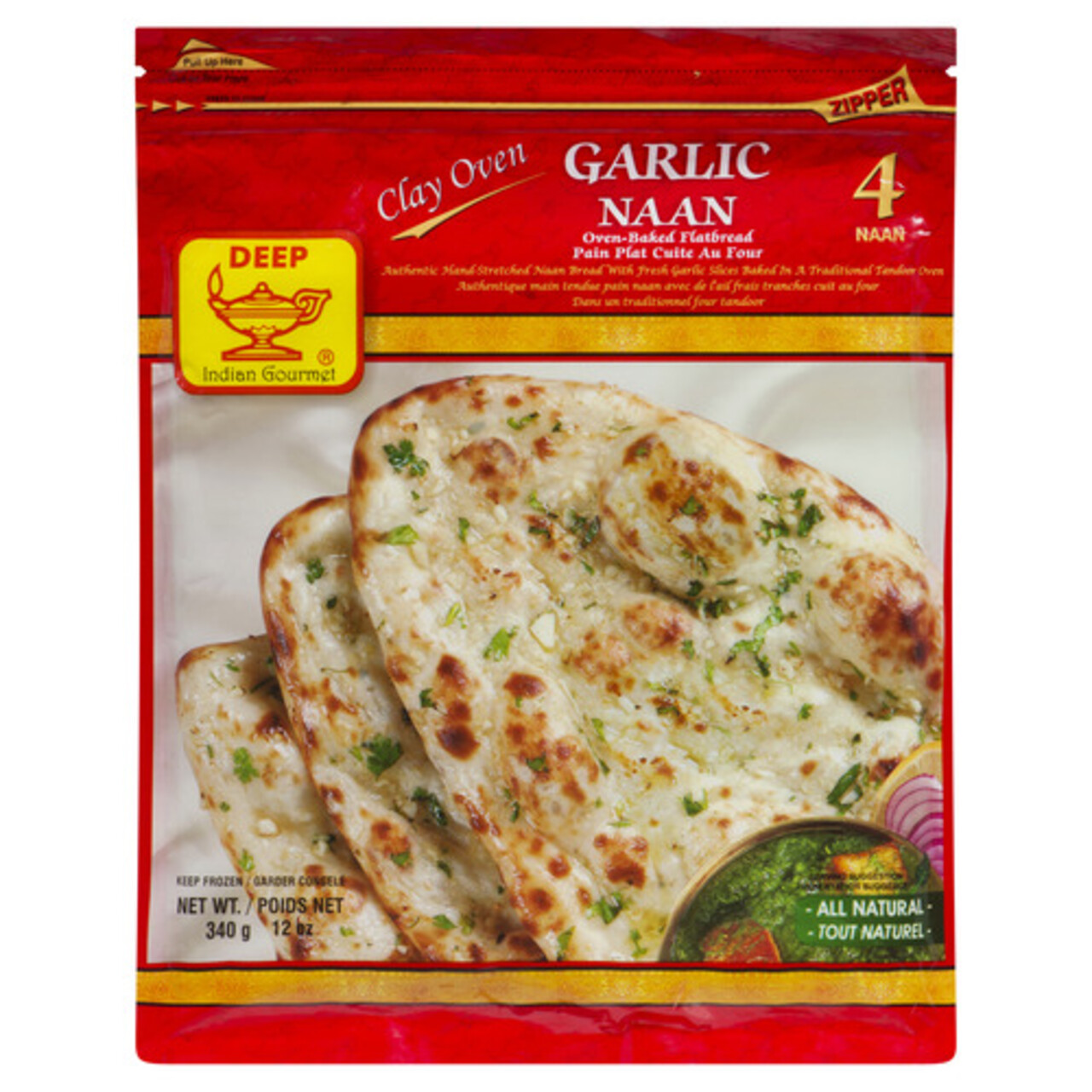 Deep Garlic Naan 300 g (frozen) - Voilà Online Groceries & Offers
