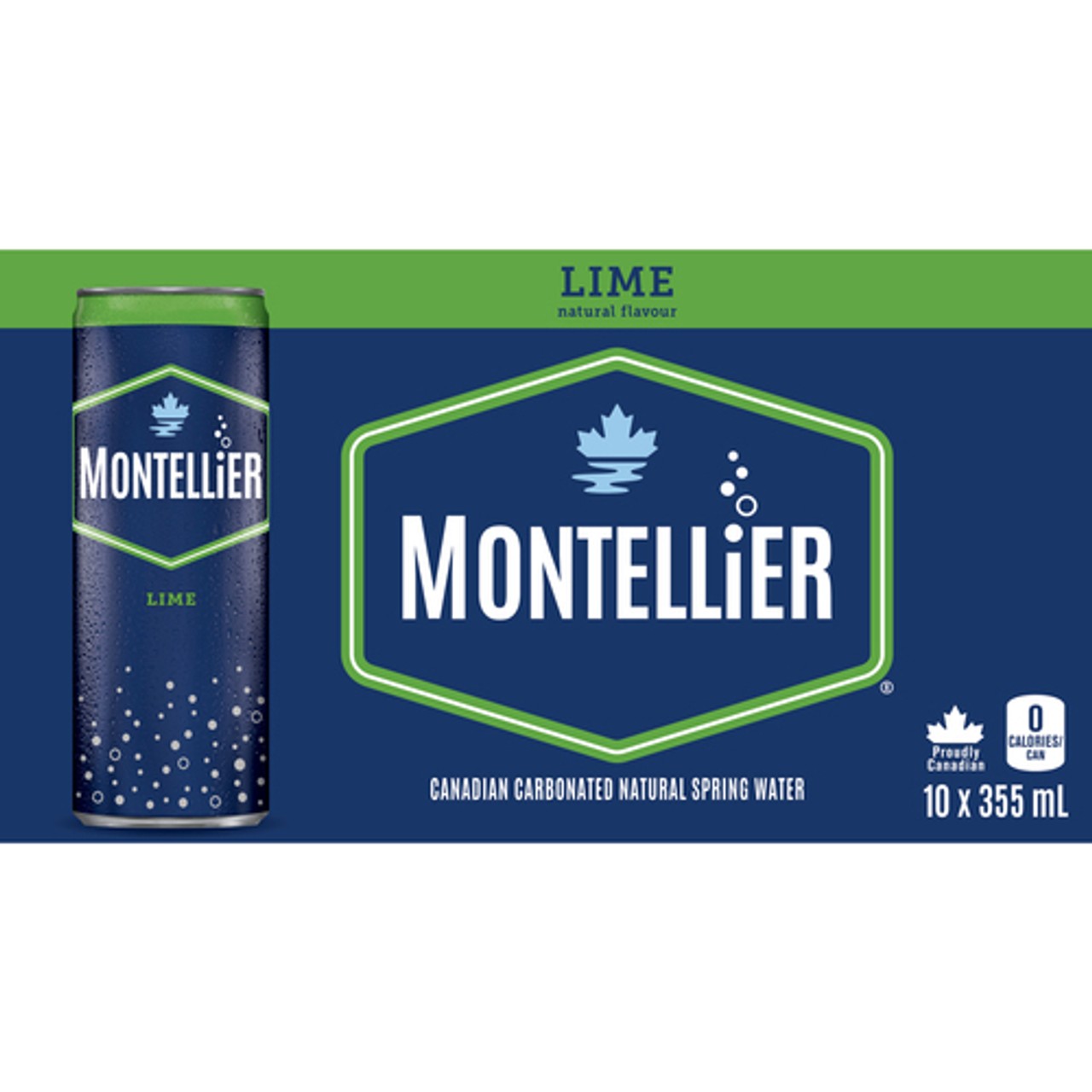 Montellier Carbonated Natural Spring Water Lime 10 x 355 ml (cans ...