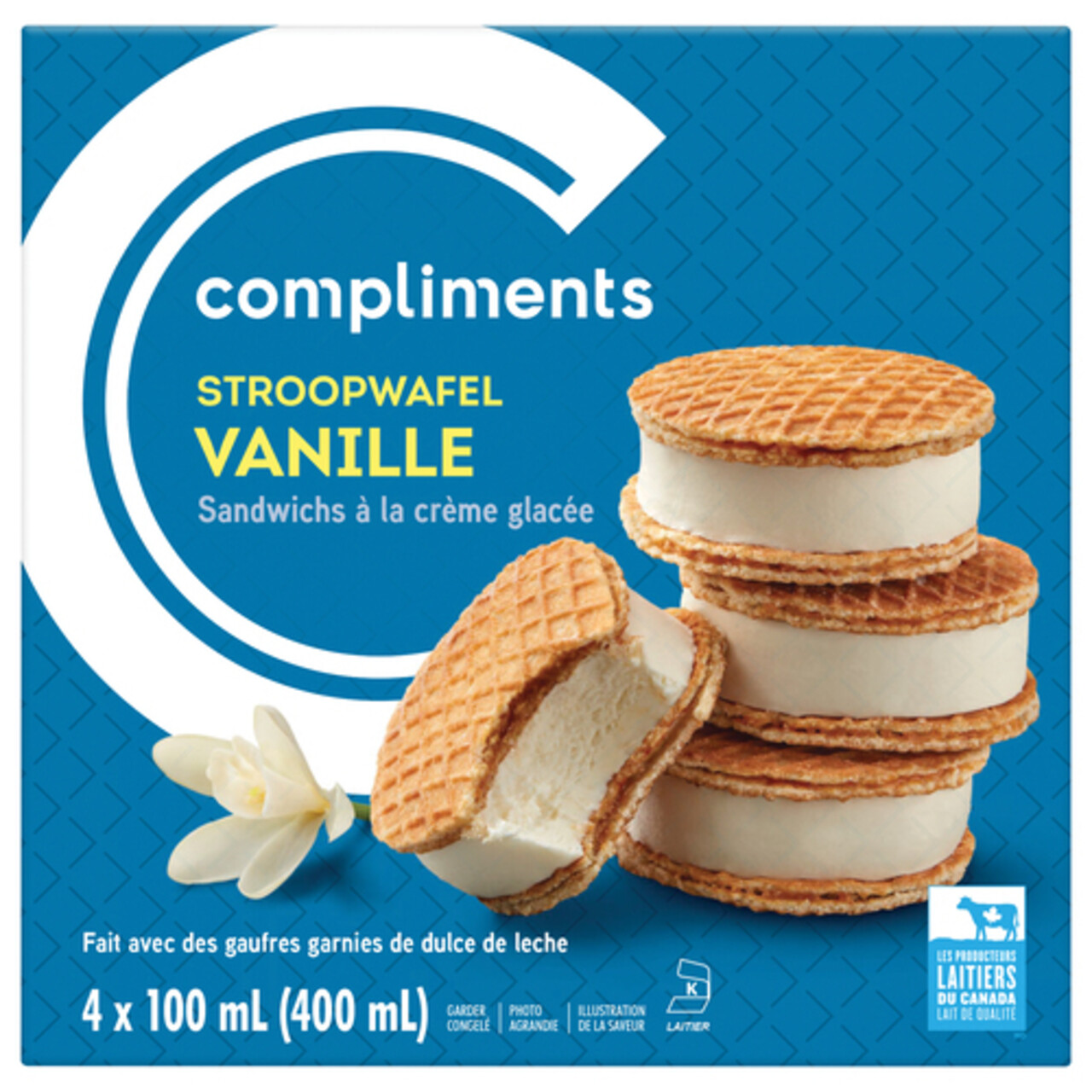 Compliments Stroopwafel Ice Cream Sandwich Vanilla 4 x 100 ml - Voilà ...