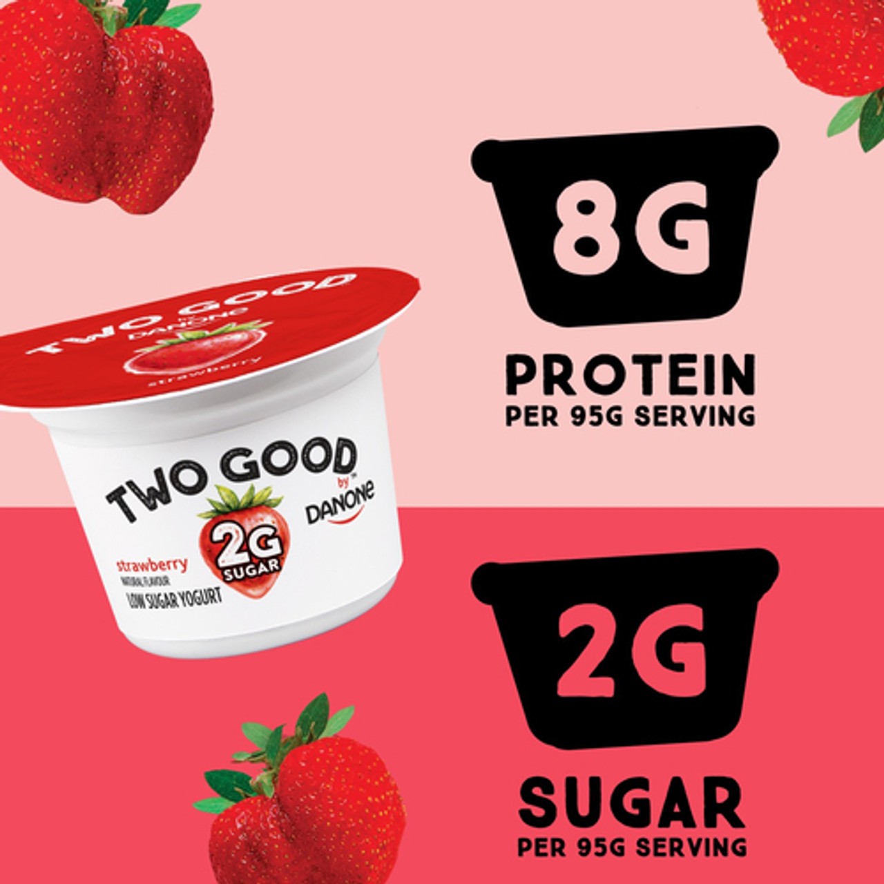 Two Good Low Sugar Yogurt Strawberry 2 g sugar 8 g protein 4 x 95 g ...