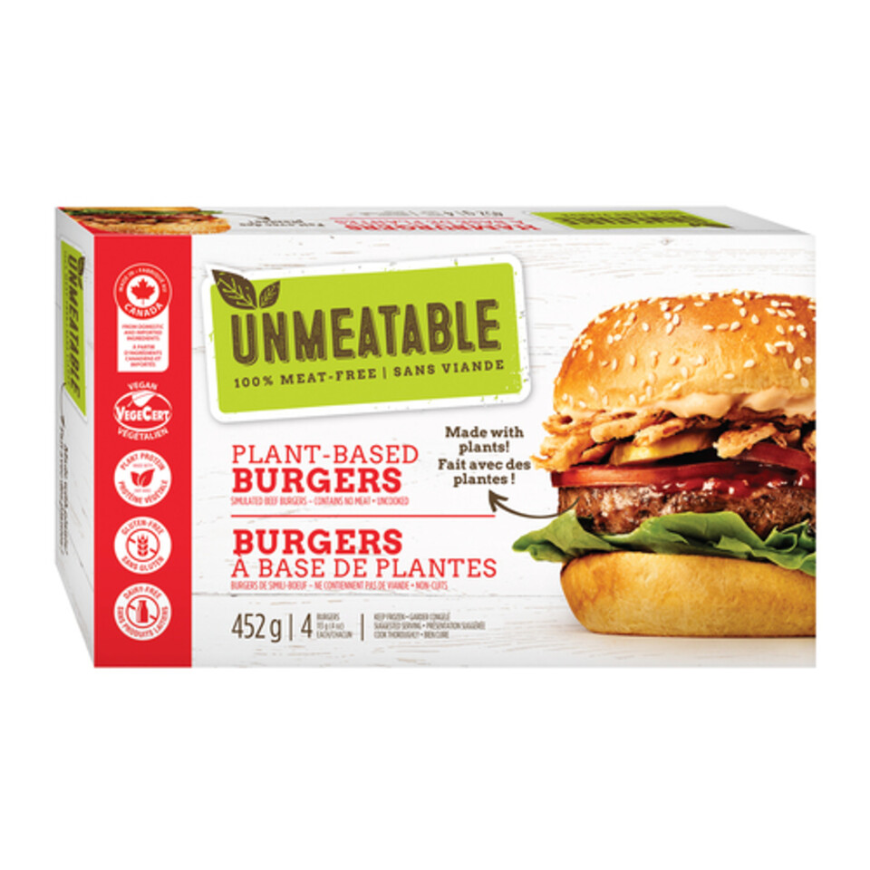 Unmeatable Plant-Based Frozen Burgers 452 g - Voilà Online Groceries ...