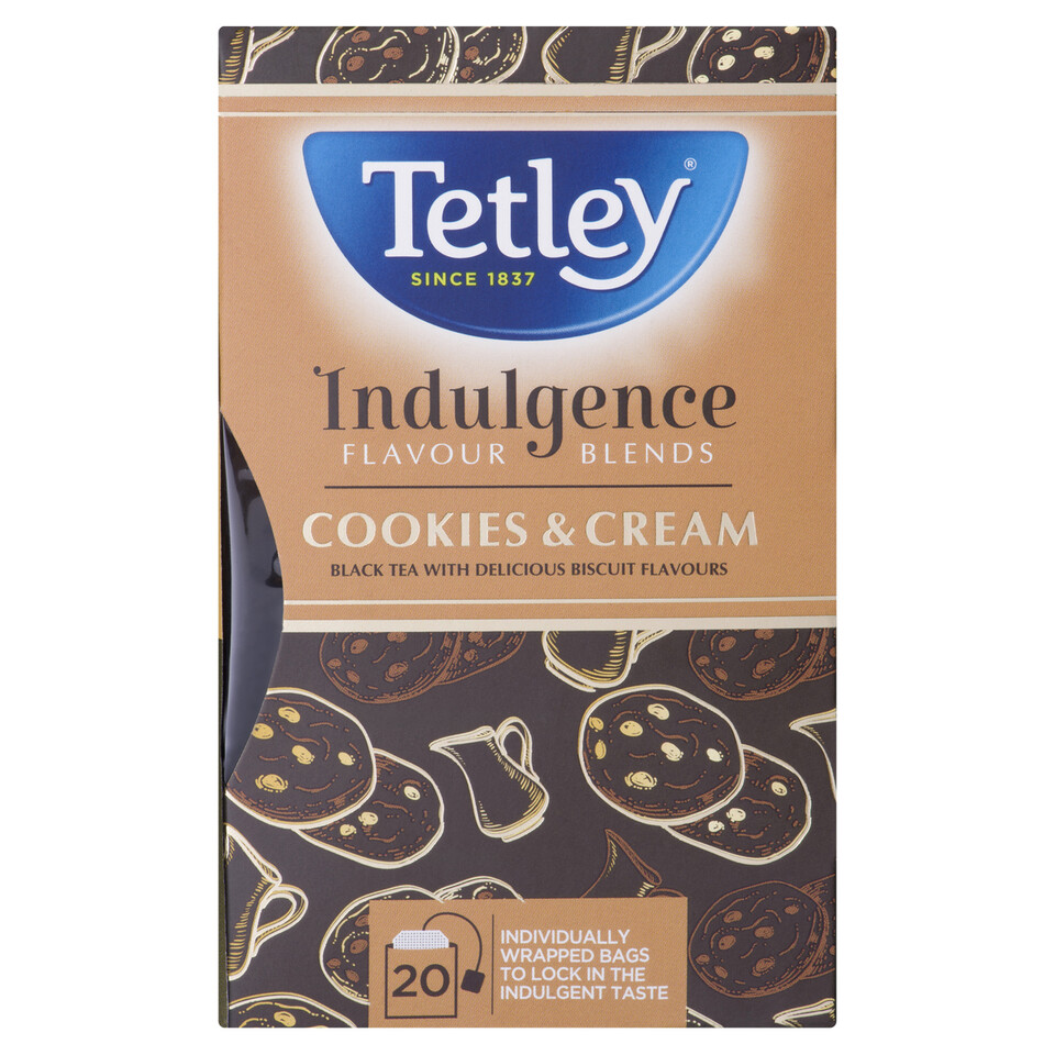 Tetley Indulgence Black Tea Cookies & Cream 40 g - Voilà Online ...