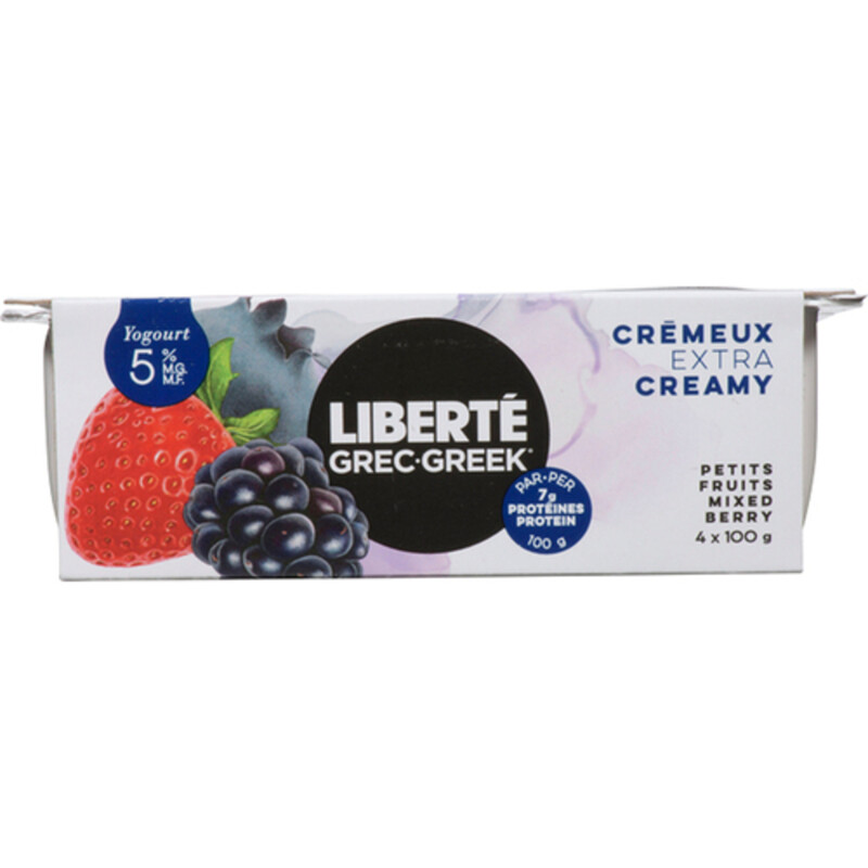Liberte 5% Greek Yogurt Mixed Berry 4 x 100 g - Voilà Online Groceries ...