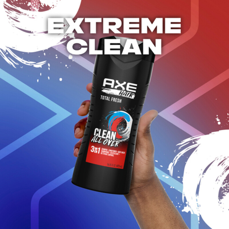 Axe 3-In-1 Shampoo Conditioner & Body Wash Total Fresh For Clean Hair ...