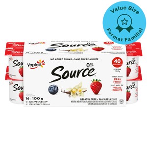 Yoplait Source 0% Yogurt Blueberry Vanilla & Strawberry Value Size 16 x ...