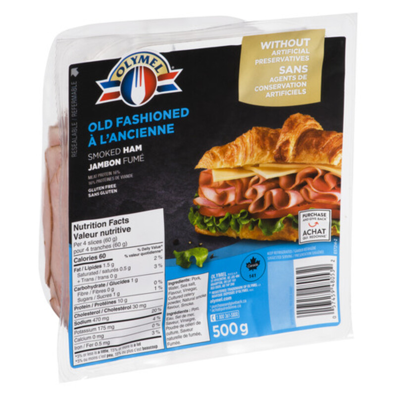 Olymel Gluten-Free Smoked Ham Shaved Old Fashioned Value Size 500 g ...