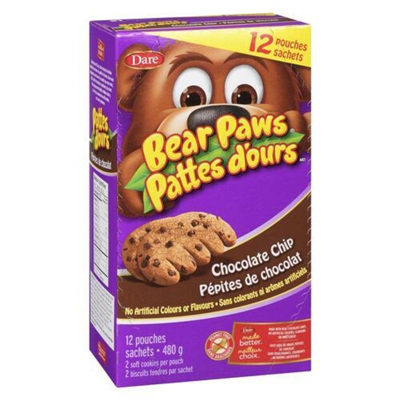 Dare Bear Paws Peanut-Free Cookies Chocolate Chip 480 g - Voilà Online ...