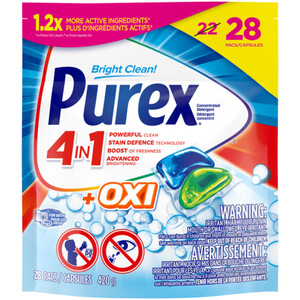 Purex 4 In 1 Laundry Detergent Oxi Bright Clean 28 Pods 408 g - Voilà ...