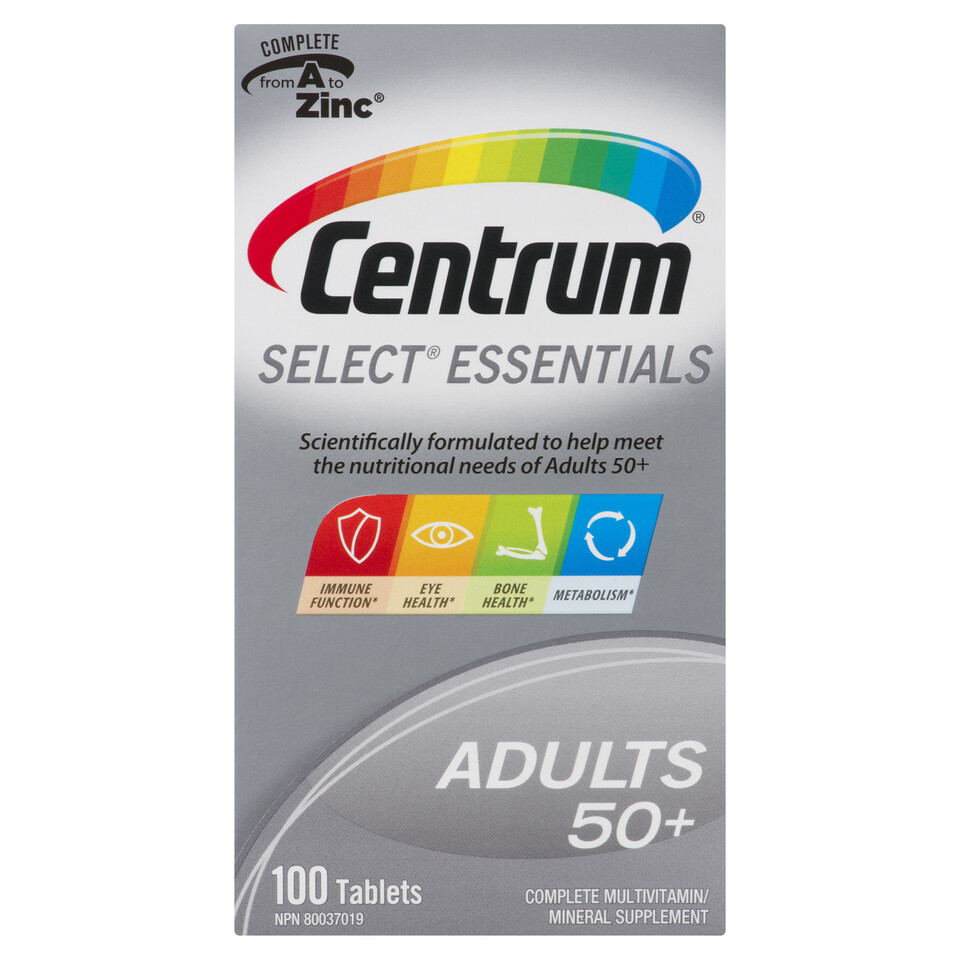 Centrum Multivitamin Select Essentials Adults 50+ Tablets 100 Count ...
