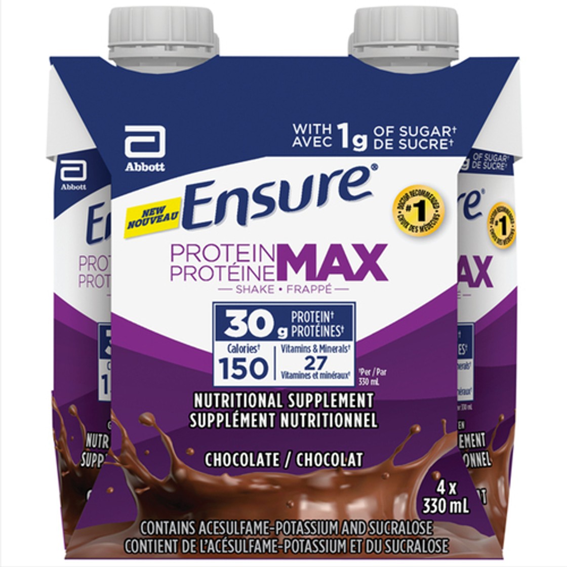 Ensure Protein Max Shake Nutritional Supplement Chocolate 4 x 330 ml ...
