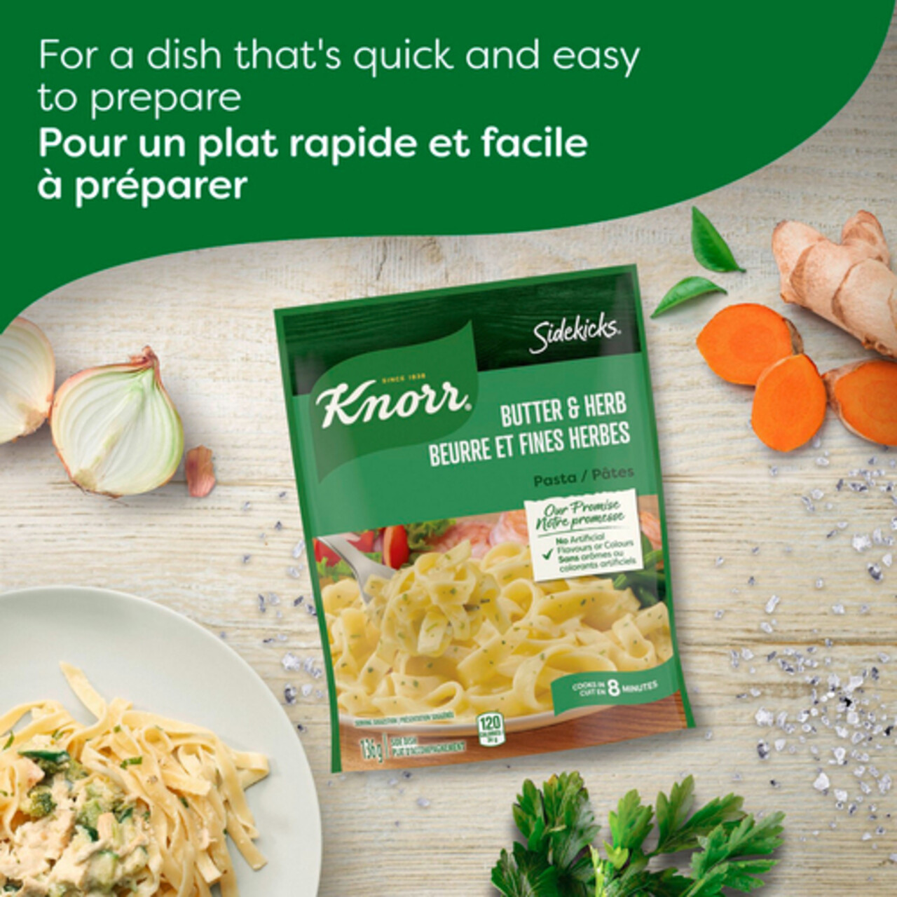 Knorr Sidekicks Pasta Side Dish Butter & Herb 136 g - Voilà Online Groceries & Offers