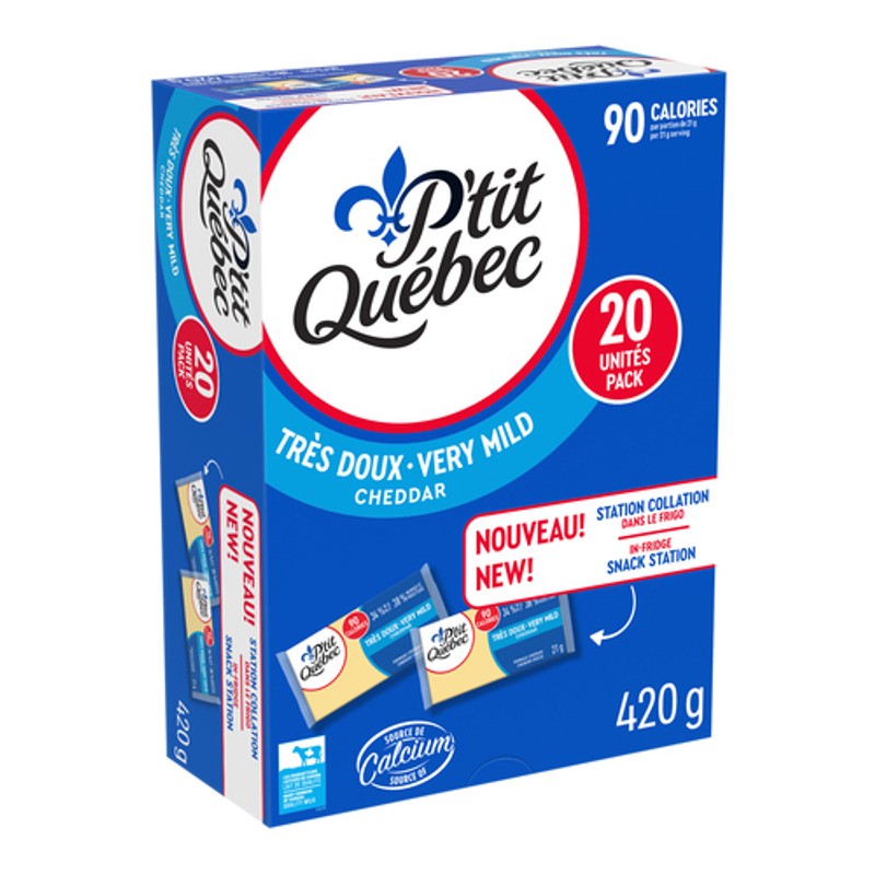 P'tit Quebec Cheese Snack Cheddar Very Mild 20 Pack 420 g - Voilà Online Groceries & Offers