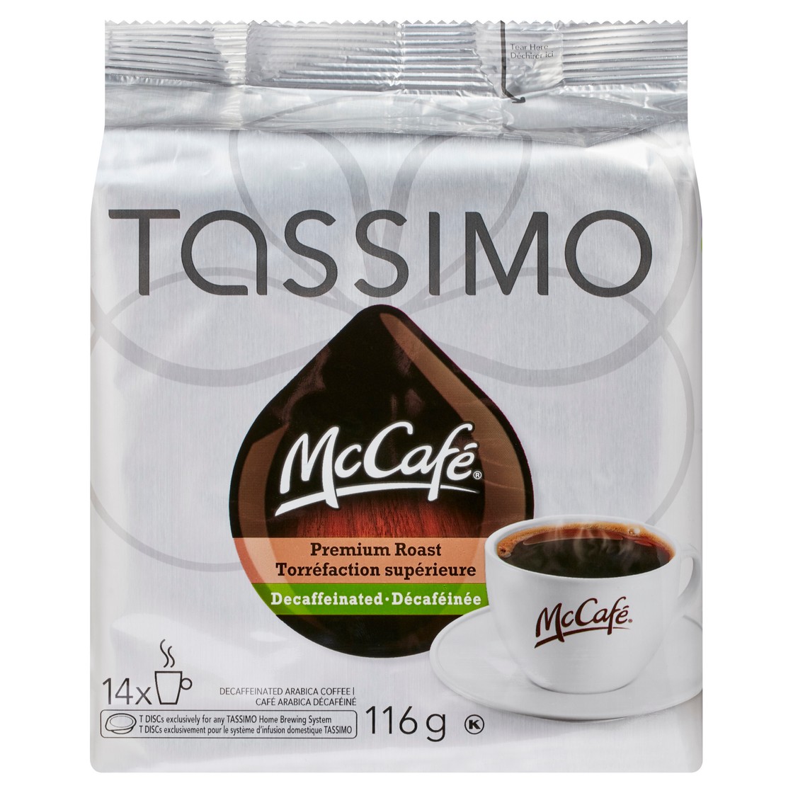 Tassimo McCafé Coffee Pods Premium Roast Decaffeinated 14 T-Discs 116 g ...