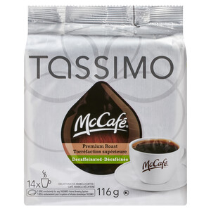 Tassimo McCafé Coffee Pods Premium Roast Decaffeinated 14 T-Discs 116 g ...