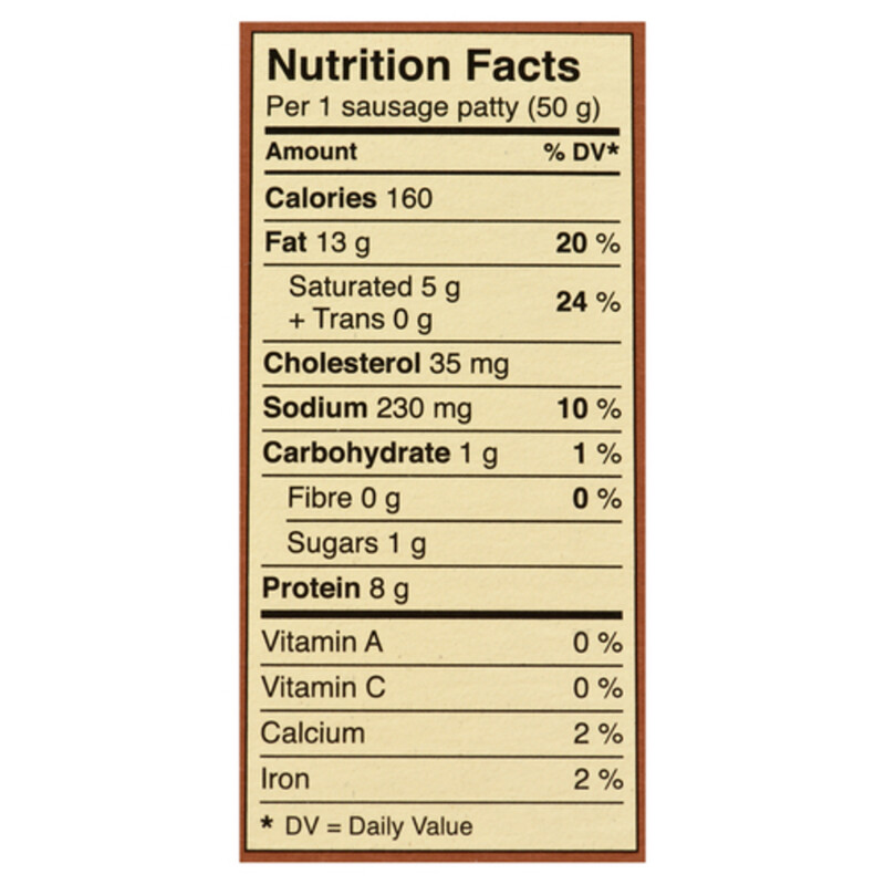 Maple Leaf Natural Sausage Patties Pork Breakfast Fully Cooked 300 g ...