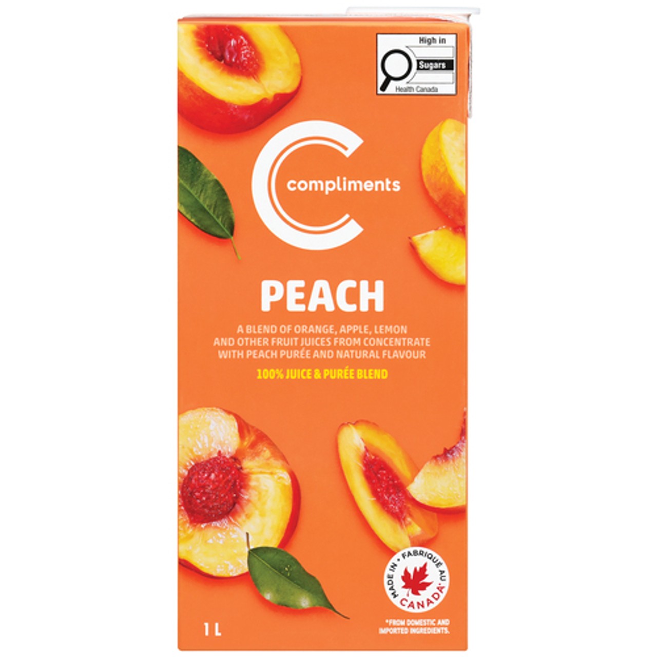 Compliments Juice & Puree Peach 1 L - Voilà Online Groceries & Offers