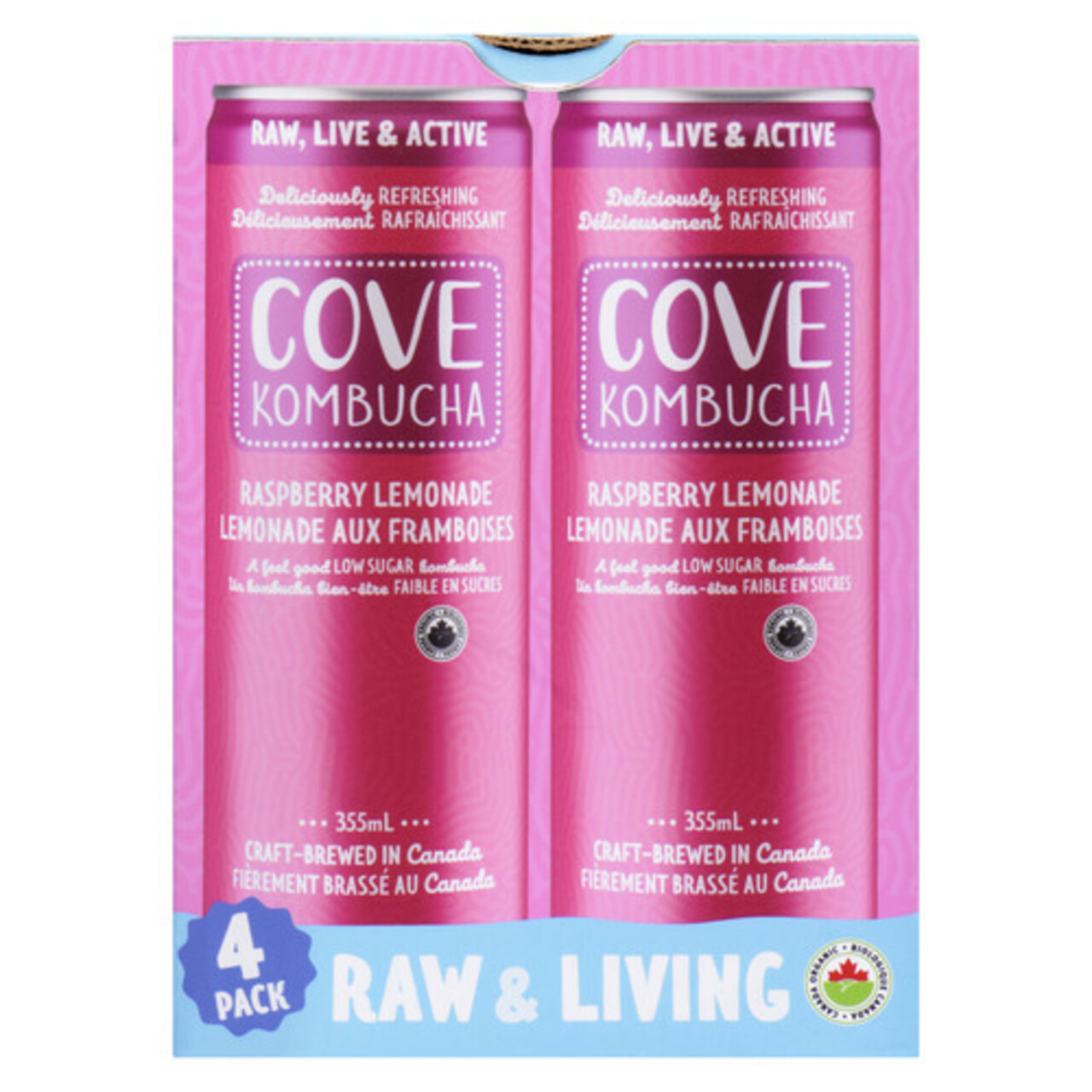Cove Kombucha Beverage Raspberry Lemonade 4 x 355 ml (cans) - Voilà ...