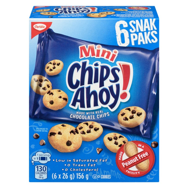 Christie Mini Chips Ahoy! Peanut-Free Cookies Mini Snack Pack 6 x 26 g ...