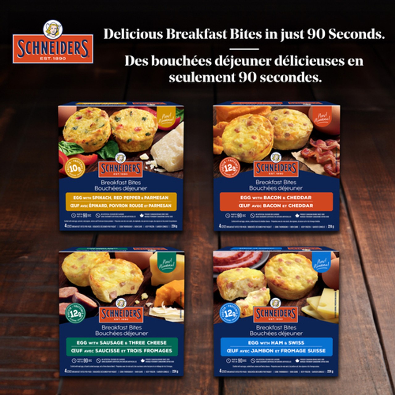 Schneiders Frozen Breakfast Bites Egg With Sausage And Three Cheese 224 ...