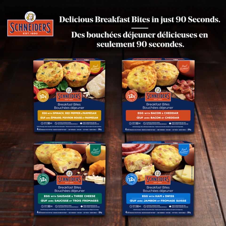 Schneiders Frozen Breakfast Bites Egg With Sausage And Three Cheese 224 ...