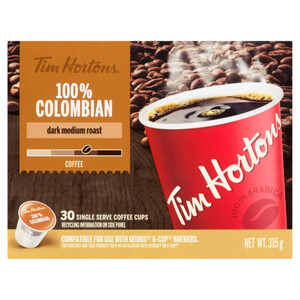 Tim Hortons Columbian Coffee Pods dark Medium Roast 30 K-Cups - Voilà ...