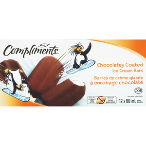 Compliments Ice Cream Bars Chocolate Coated Peanut Free 12 x 60 ml ...