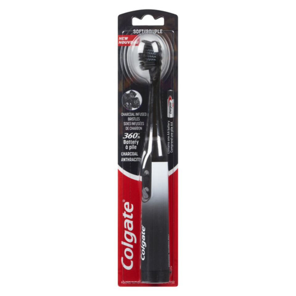 Colgate Adult Toothbrush 360 Battery Sonic Powered Charcoal Soft ...