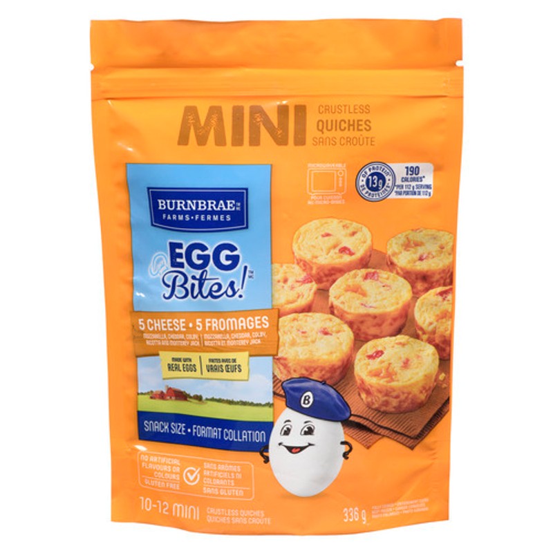 Burnbrae Farms Frozen Egg Bites Mini Crustless 5 Cheese Quiche 336 g ...