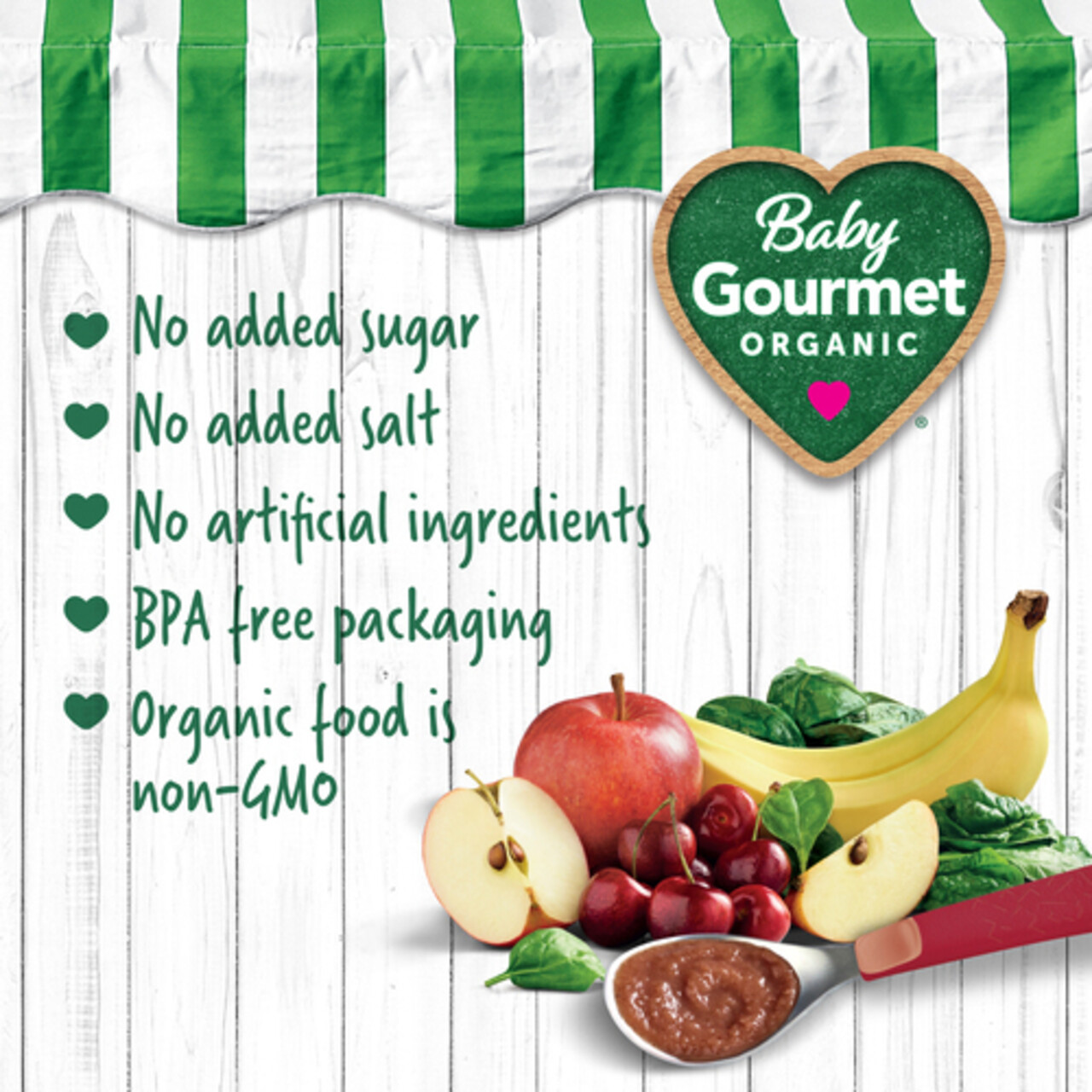 Baby Gourmet Organic Puree Cherry Banana & Spinach 128 ml - Voilà ...