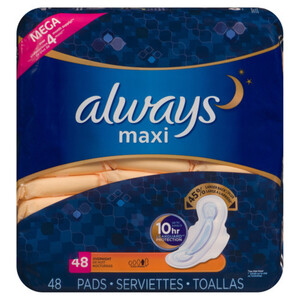 Always Maxi Pads Overnight With Wings 48 Count - Voilà Online Groceries ...