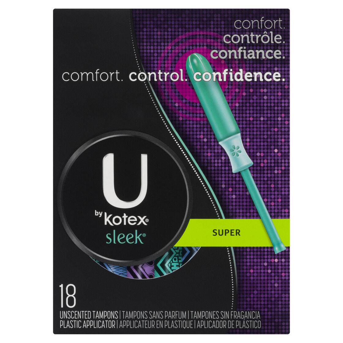 U By Kotex Sleek Super Tampons Unscented 18 Count - Voilà Online ...