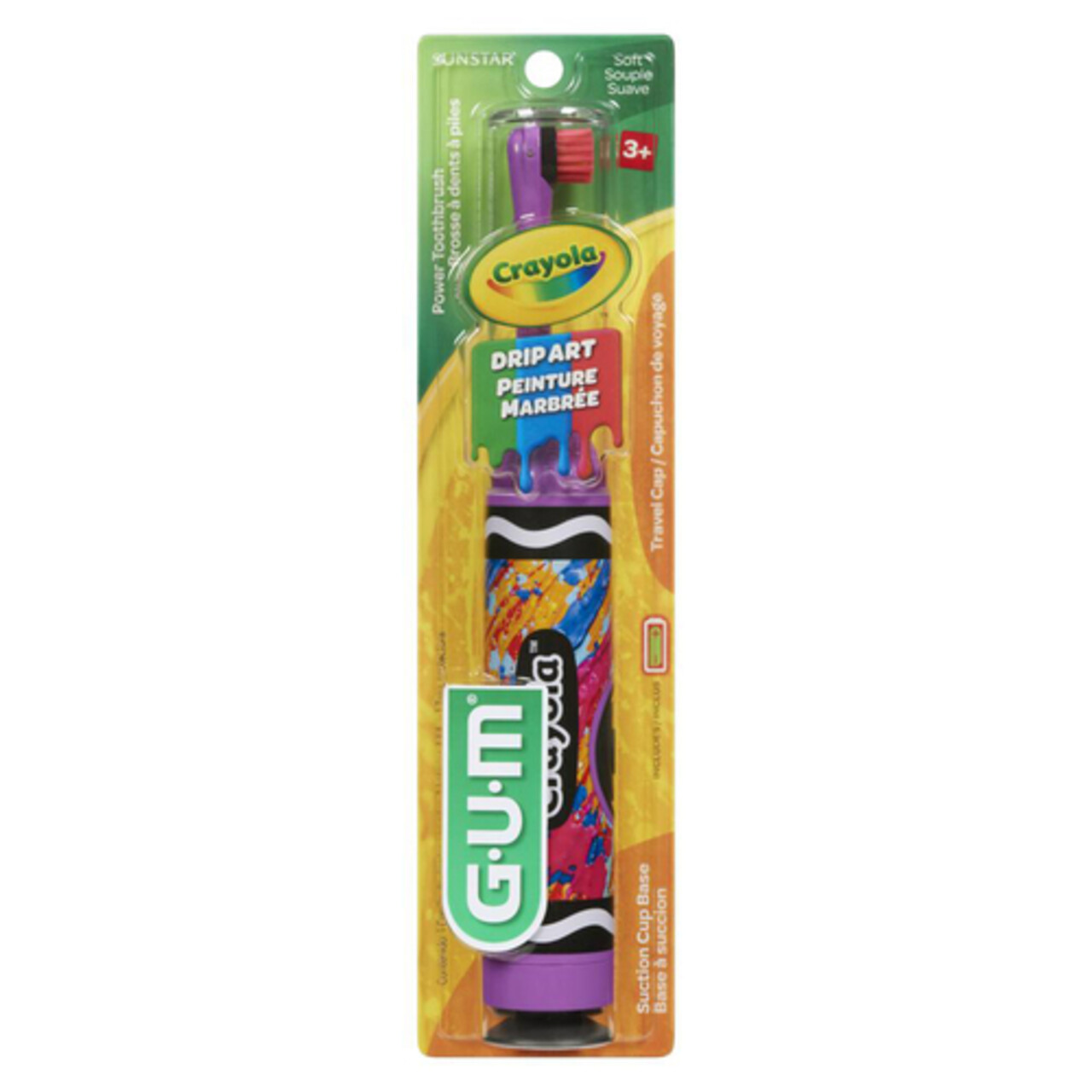 GUM CRAYOLA Kids Power Electric Toothbrush Soft Bristles 3+ 1 EA ...