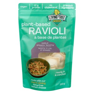 Living Tree Foods Frozen Plant Based Vegan Ravioli Garlic Spinach ...