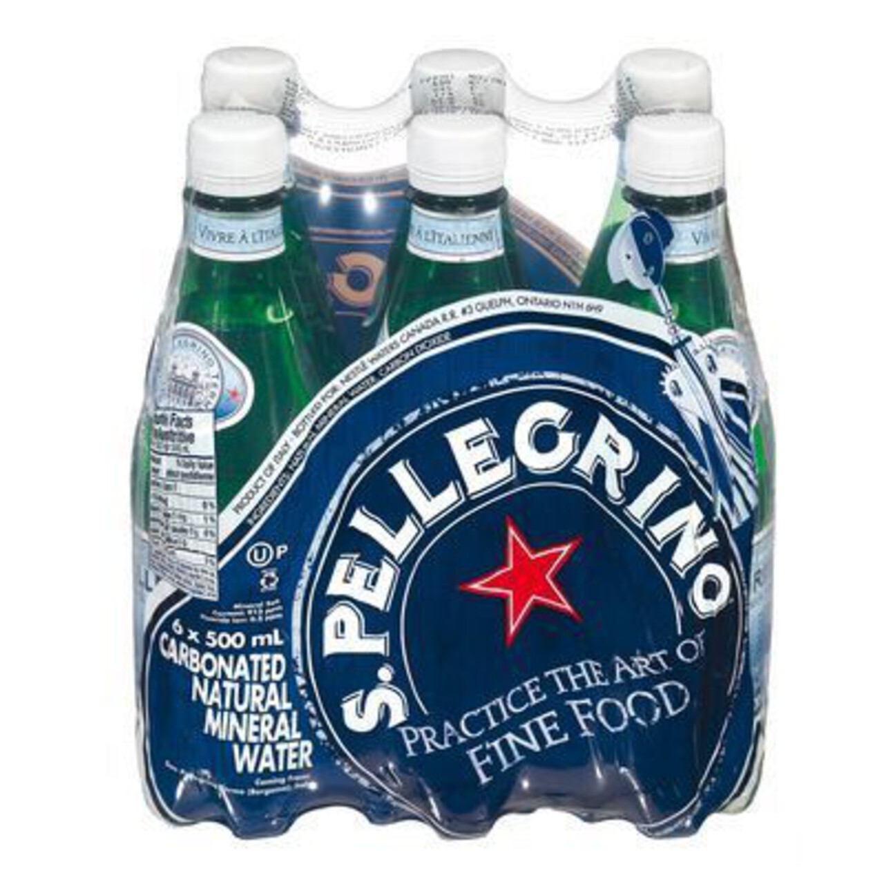 San Pellegrino Carbonated Natural Mineral Water 6 x 500 ml (bottles ...