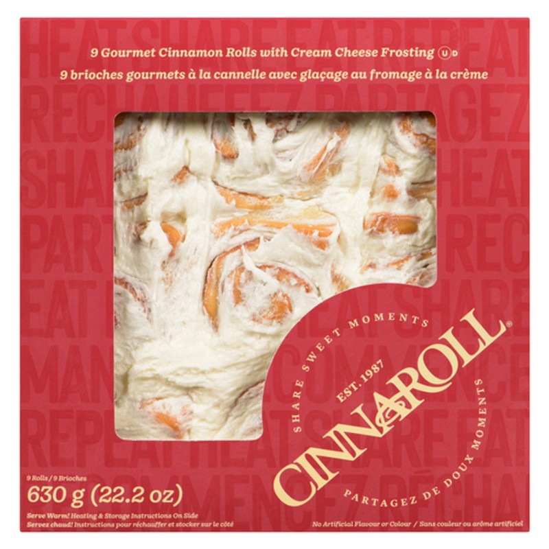 Cinnaroll Baker Boy Frozen Cinnamon Roll Cream Cheese Frosting 9 Pack ...
