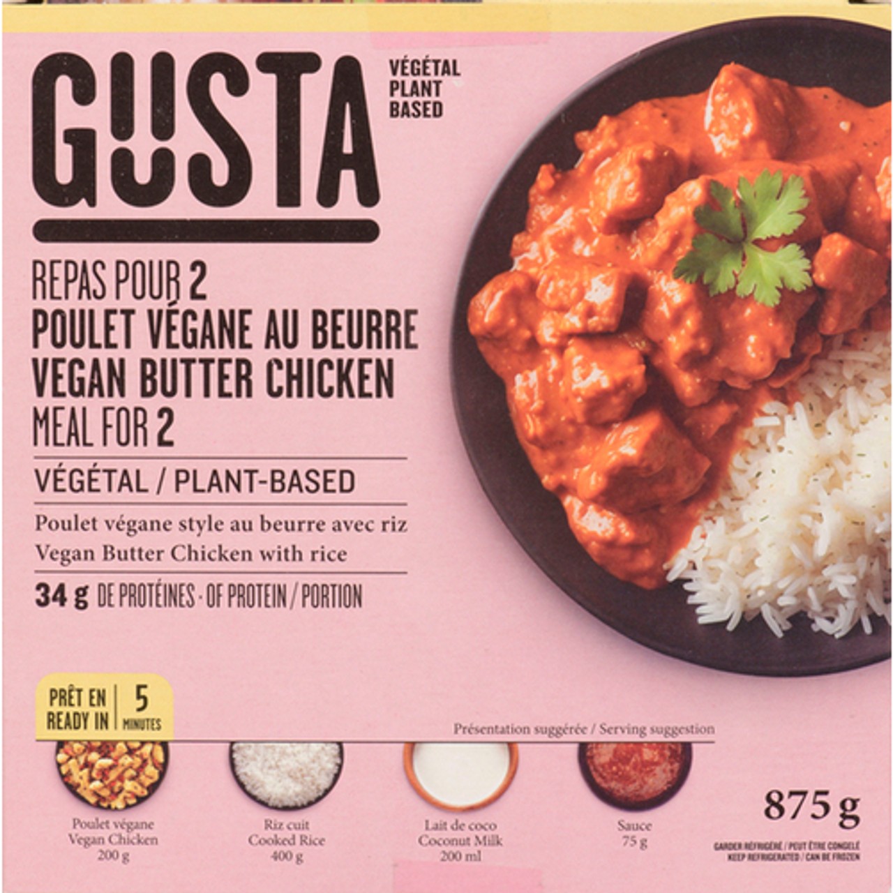 Gusta Plant Based Meal Vegan Butter Chicken 875 g - Voilà Online ...
