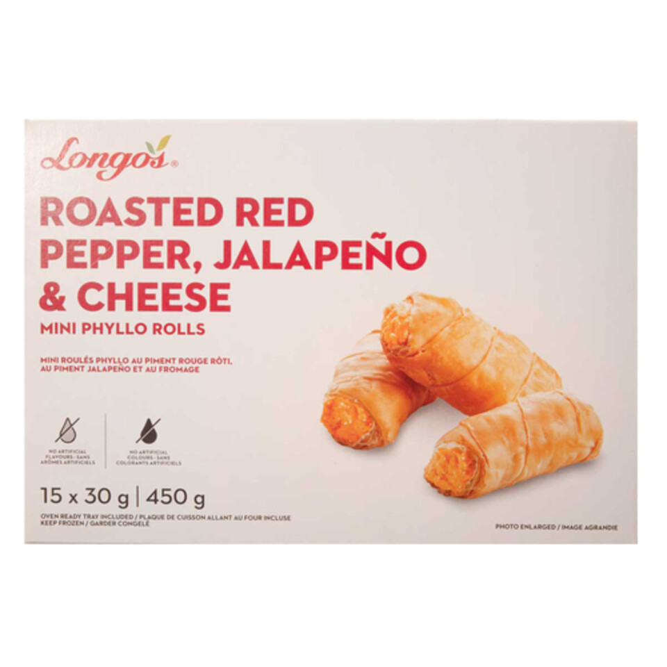 Longo's Frozen Phyllo Rolls Mini Red Pepper Jalapeno Cheese 450 g ...