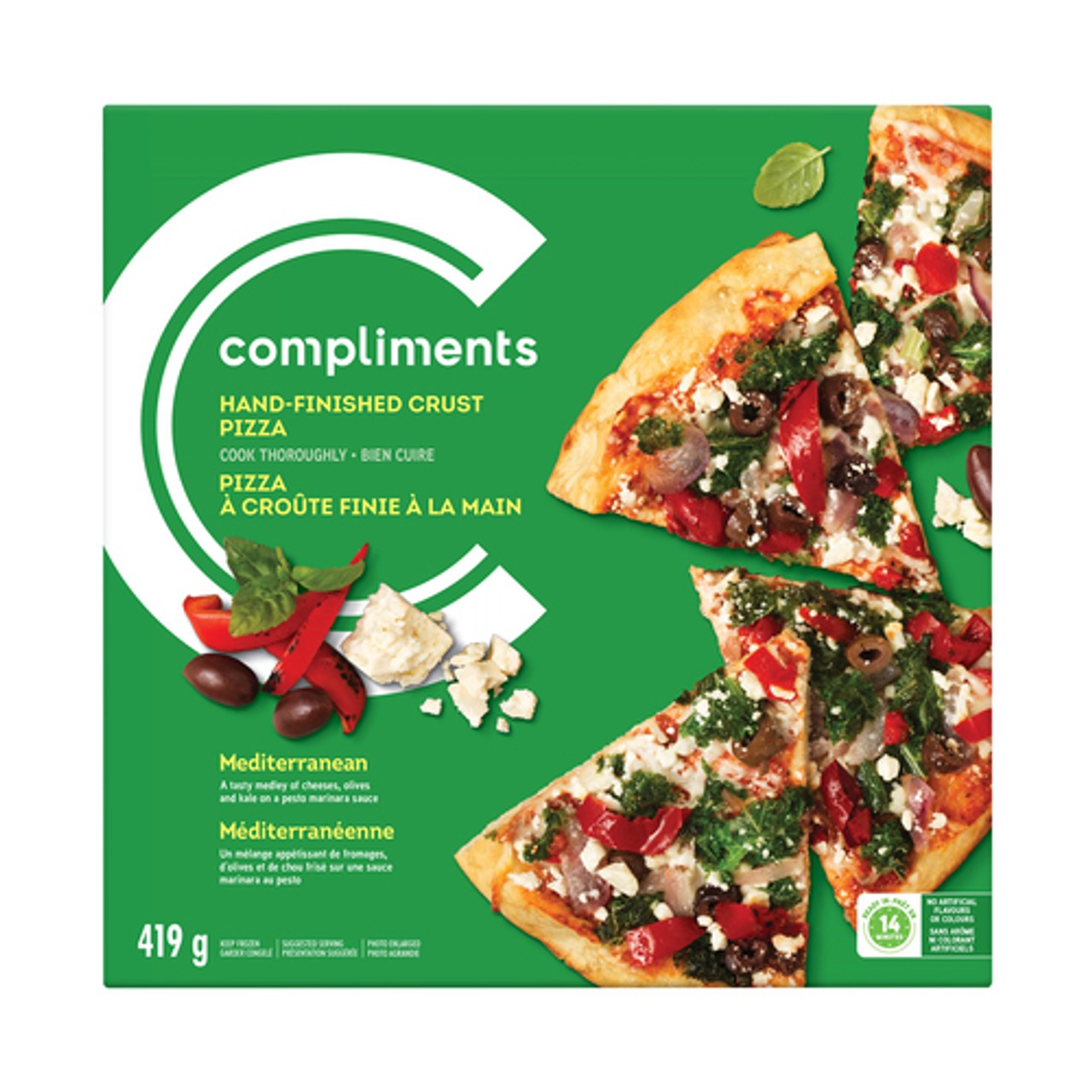 Compliments Hand-Finished Crust Mediterranean Frozen Pizza 419 g ...