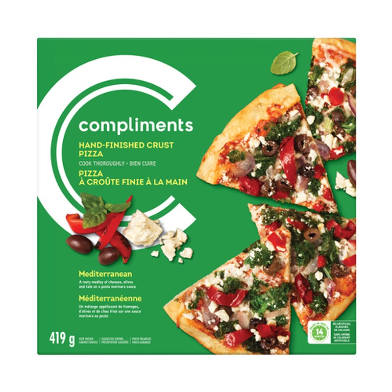 Compliments Hand-Finished Crust Mediterranean Frozen Pizza 419 g ...