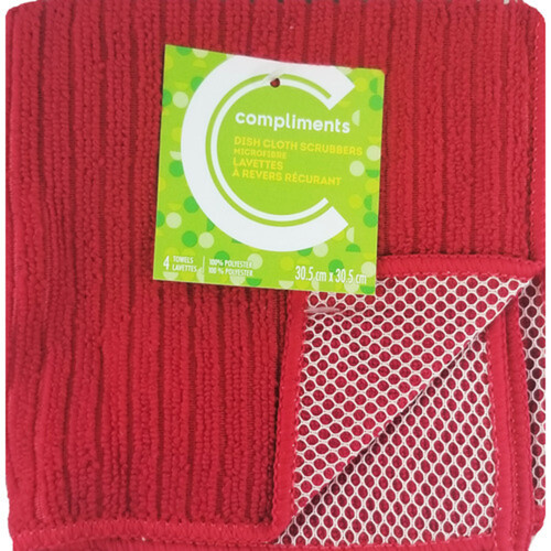 Compliments Red Dish Cloth Scrubbers 4 EA - Voilà Online Groceries & Offers