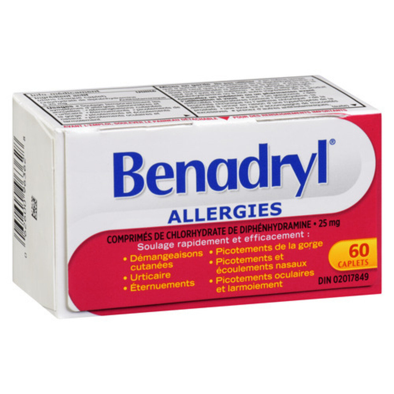 Benadryl Allergy Diphenhydramine Hydrochloride 25 mg Caplets 60 EA ...