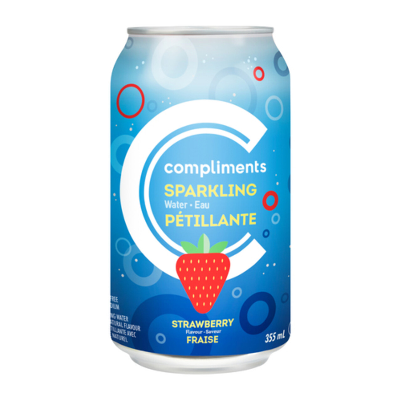 Compliments Sparkling Water Strawberry 355 ml (can) - Voilà Online Groceries & Offers
