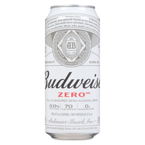 Budweiser Zero Non Alcoholic Beer 473 ml (can) - Voilà Online Groceries ...