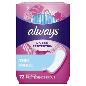 Always No Feel Protection Thin Liners 72 Count - Voilà Online Groceries ...
