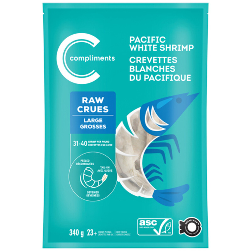 Compliments Frozen Pacific White Shrimp Raw Peeled Deveined 340 g ...