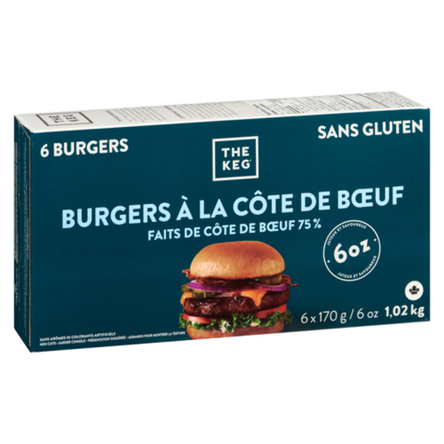 The Keg Gluten-Free Frozen Prime Rib Beef Burgers 1.02 kg - Voilà ...