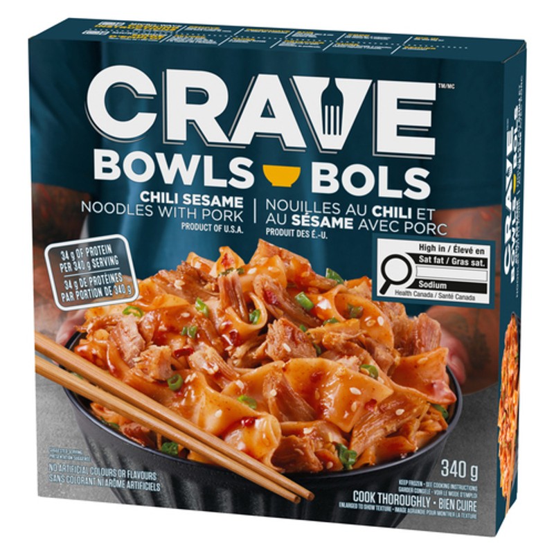Crave Frozen Noodle Bowl Chili Sesame Noodles With Shredded Pork 340 g ...