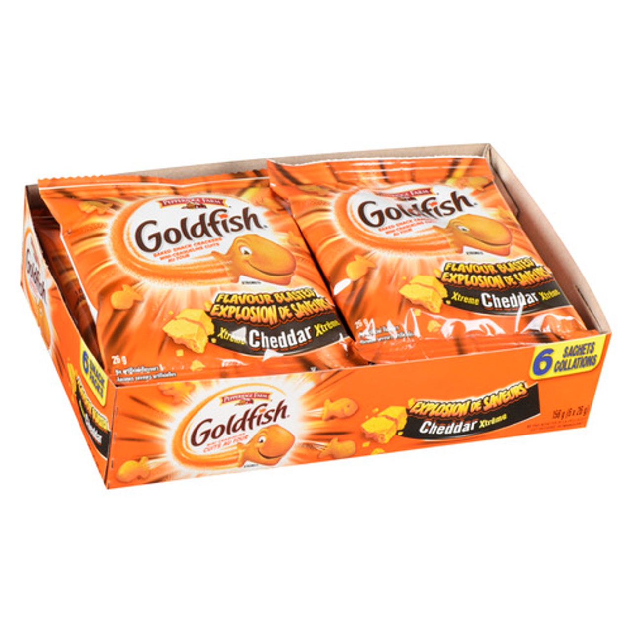 Pepperidge Farm Baked Goldfish Crackers Extreme Cheddar 6 x 26 g ...