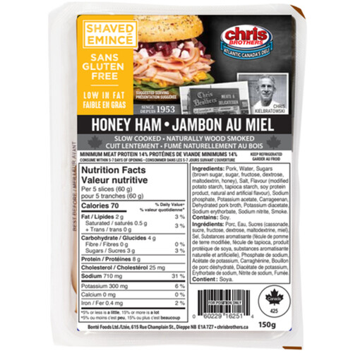 Chris Brothers Gluten-Free Shaved Ham Honey 150 g - Voilà Online ...