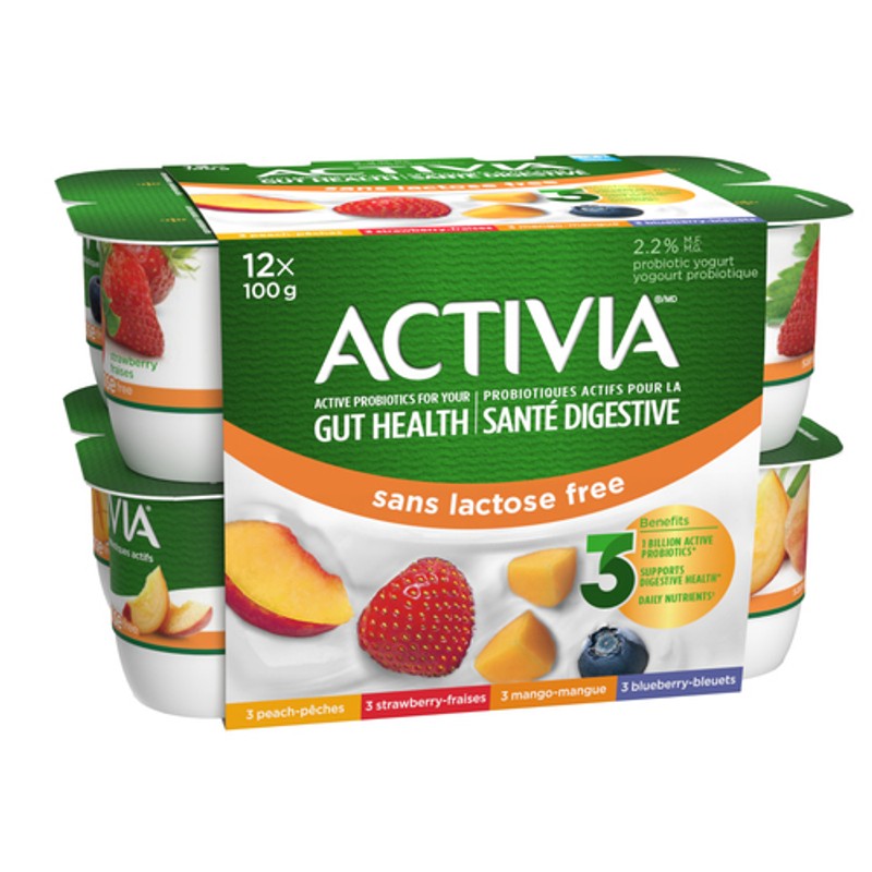 Activia Lactose-Free Probiotics Yogurt Strawberry Blueberry Peach Mango ...